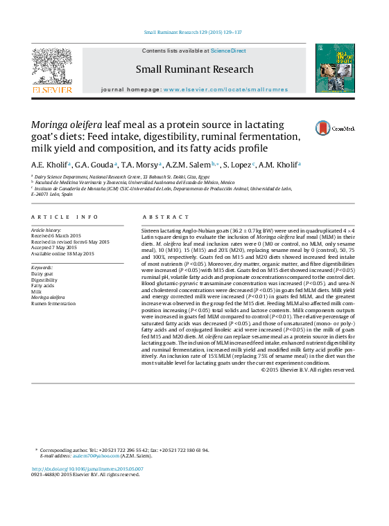(PDF) A E Kholif et al Small Ruminant Research 129 2015 129 137