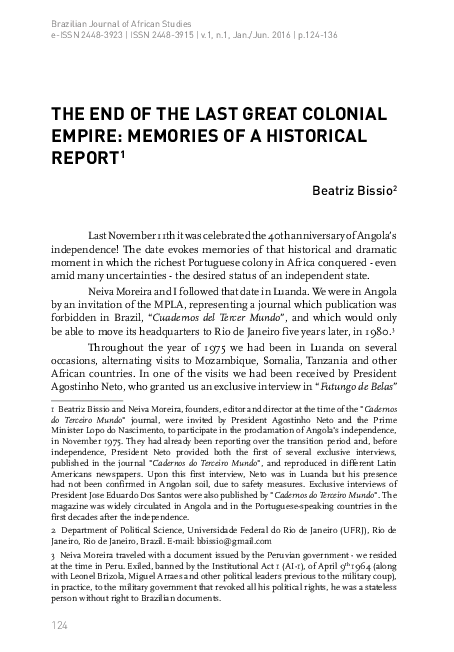 (PDF) THE END OF THE LAST GREAT COLONIAL EMPIRE: MEMORIES OF A ...