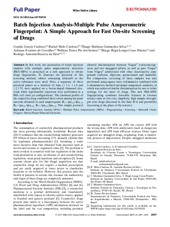 Pdf Batch Injection Analysis Multiple Pulse Amperometric Fingerprint A Simple Approach For