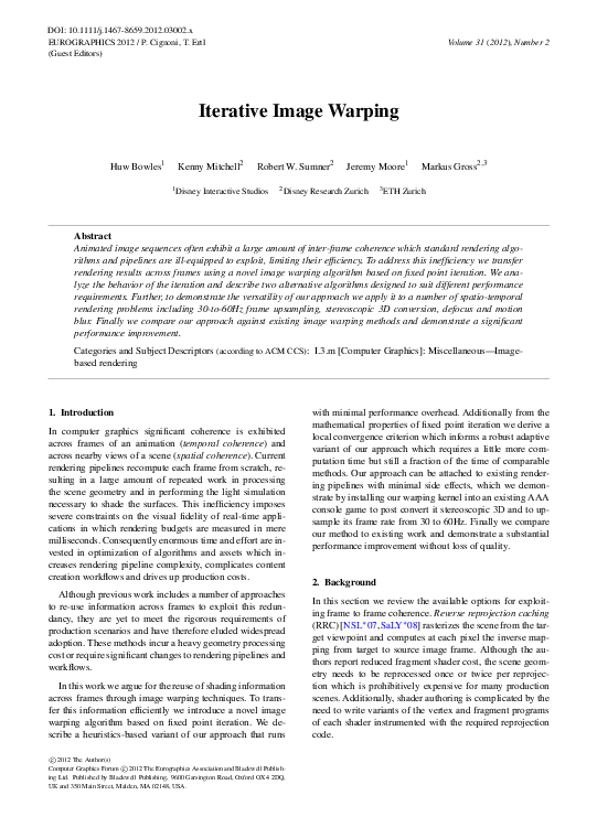 (PDF) Iterative Image Warping
