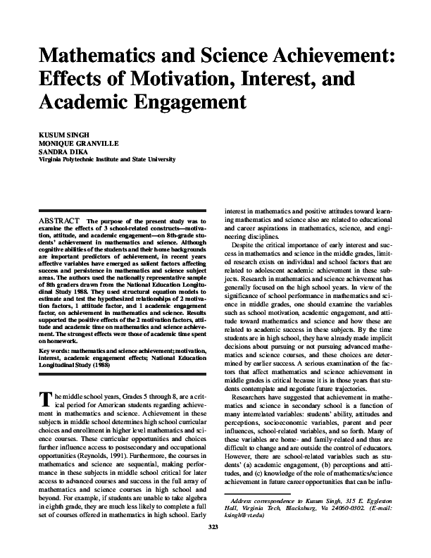 (PDF) Mathematics and science achievement: effects of motivation ...
