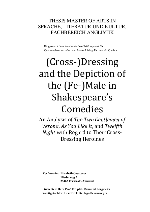 (PDF) Cross Dressing and the Depiction of the Fe Male in Shakespeare's ...