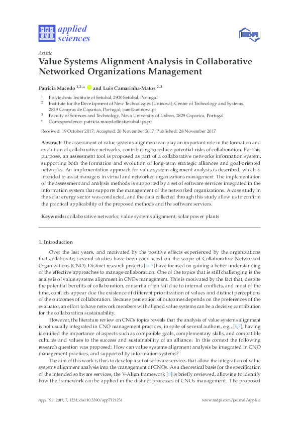 (PDF) Value Systems Alignment Analysis in Collaborative Networked Organizations Management ...