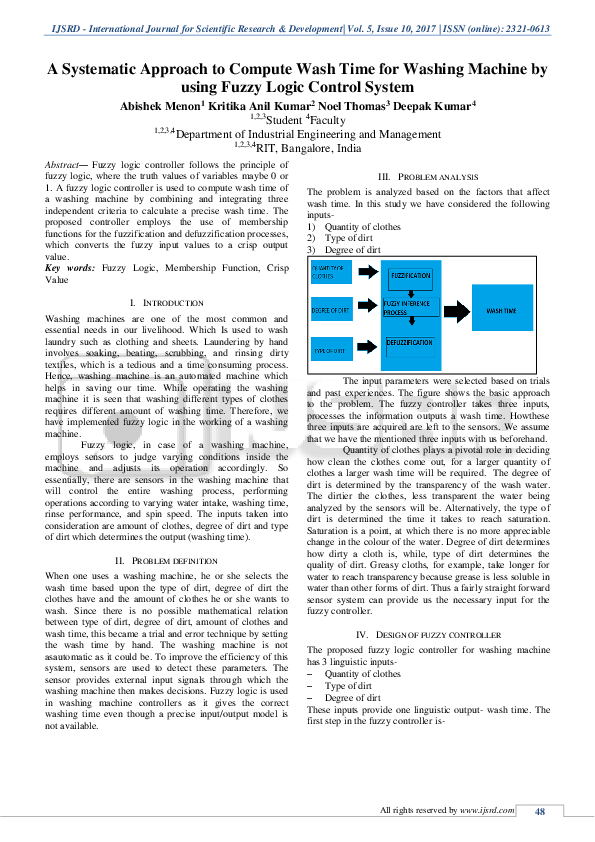 (PDF) A Systematic Approach to Compute Wash Time for Washing Machine by using Fuzzy Logic ...