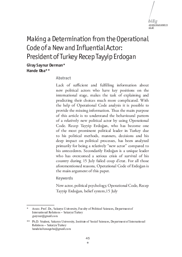 (PDF) Making a Determination from the Operational Code of a New and ...