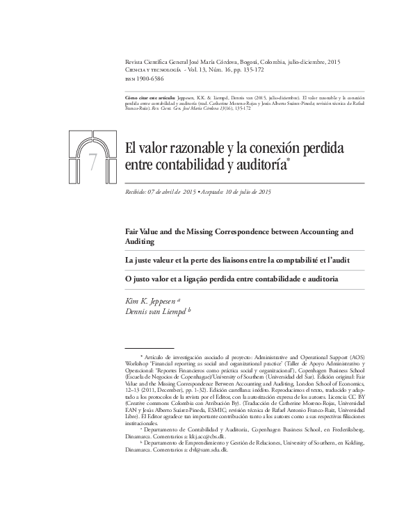 (PDF) El valor razonable y la conexión perdida entre contabilidad y ...