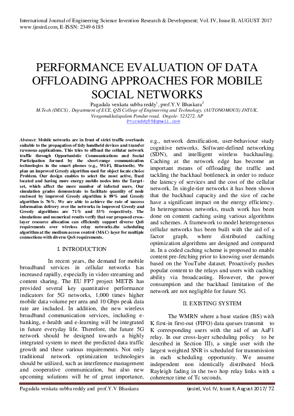 Pdf Performance Evaluation Of Data Offloading Approaches For Mobile
