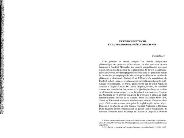 (PDF) Friedrich Nietzsche et la Philosophie Préplatonicienne (FRENCH ...