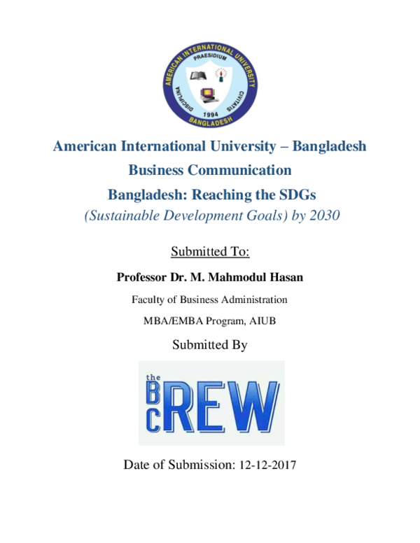 (PDF) Bangladesh: Reaching the SDGs (Sustainable Development Goals) by 2030