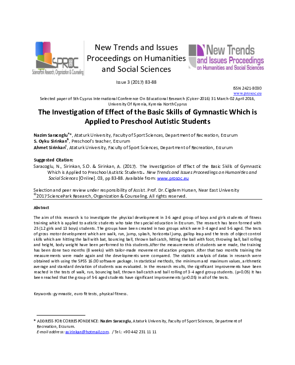 (PDF) The Investigation of Effect of the Basic Skills of Gymnastic ...
