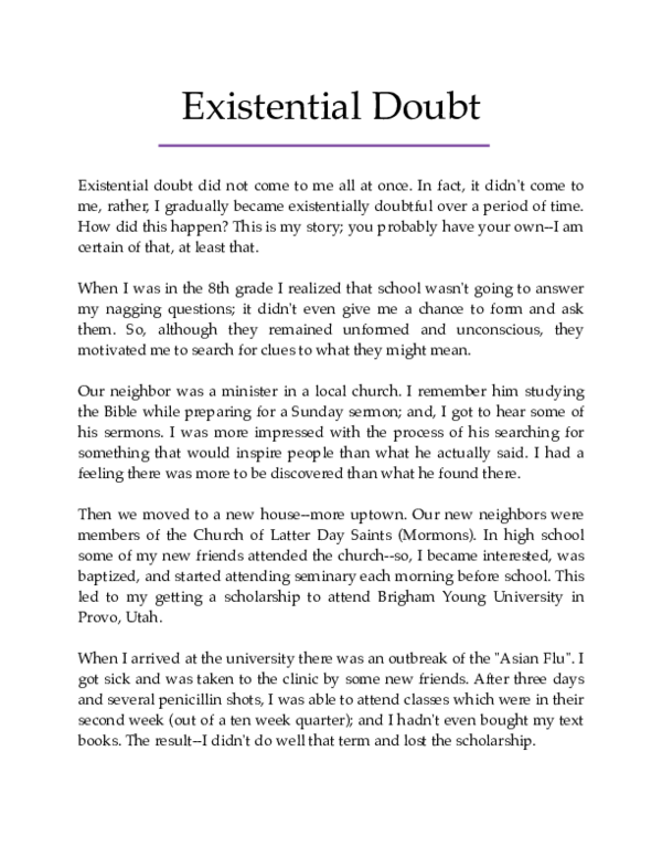 (PDF) Existential Doubt