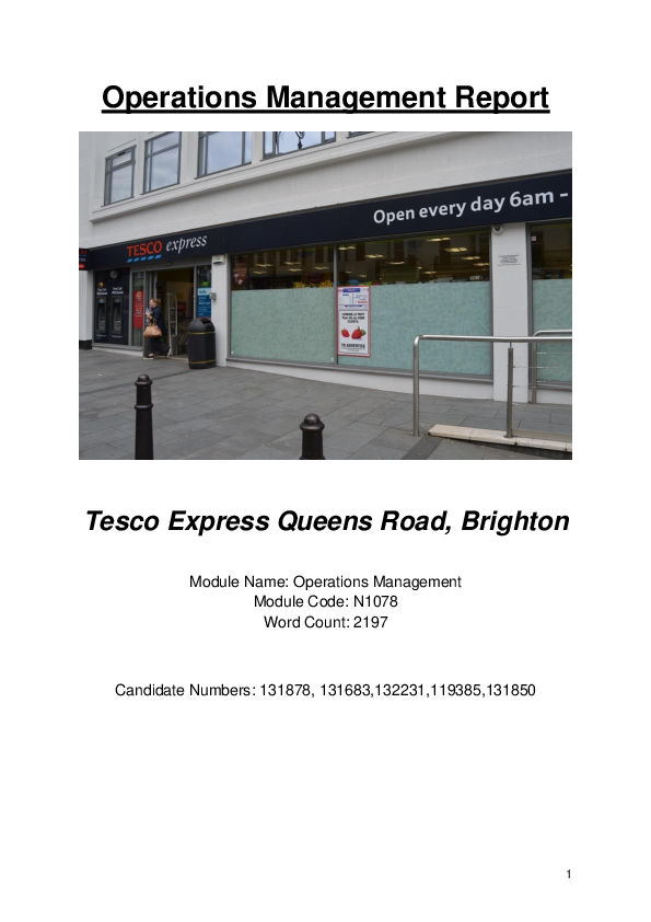 (PDF) Operations Management Report