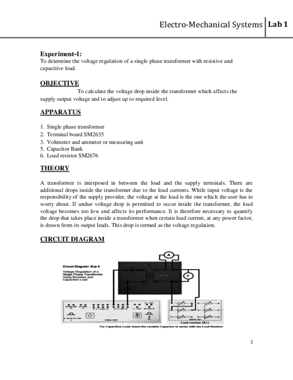 (PDF) Electro-Mechanical Systems Lab 1 Experiment‐1