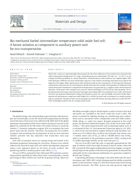 (PDF) Bio-methanol fueled intermediate temperature solid oxide fuel ...
