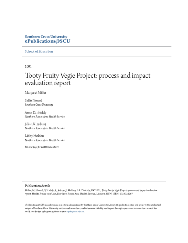 (PDF) Tooty Fruity Vegie Project: process and impact evaluation report