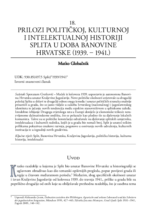 (PDF) Prilozi političkoj, kulturnoj i intelektualnoj historiji Splita u ...