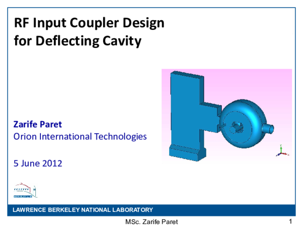 Pdf Rf Input Coupler Design For Deflecting Cavity