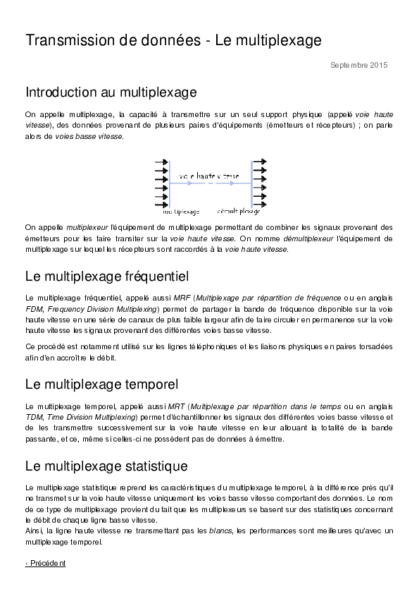 (PDF) Transmission de données - Le multiplexage