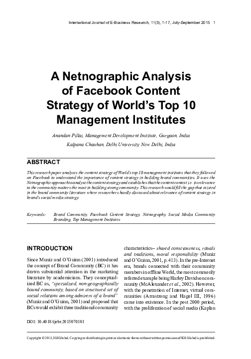 (PDF) A Netnographic Analysis of Facebook Content Strategy of World's ...