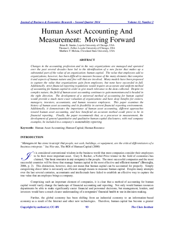 (PDF) Human Asset Accounting And Measurement: Moving Forward