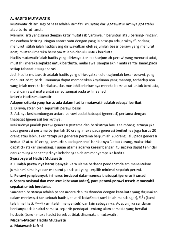 (DOC) Hadis mutawatir