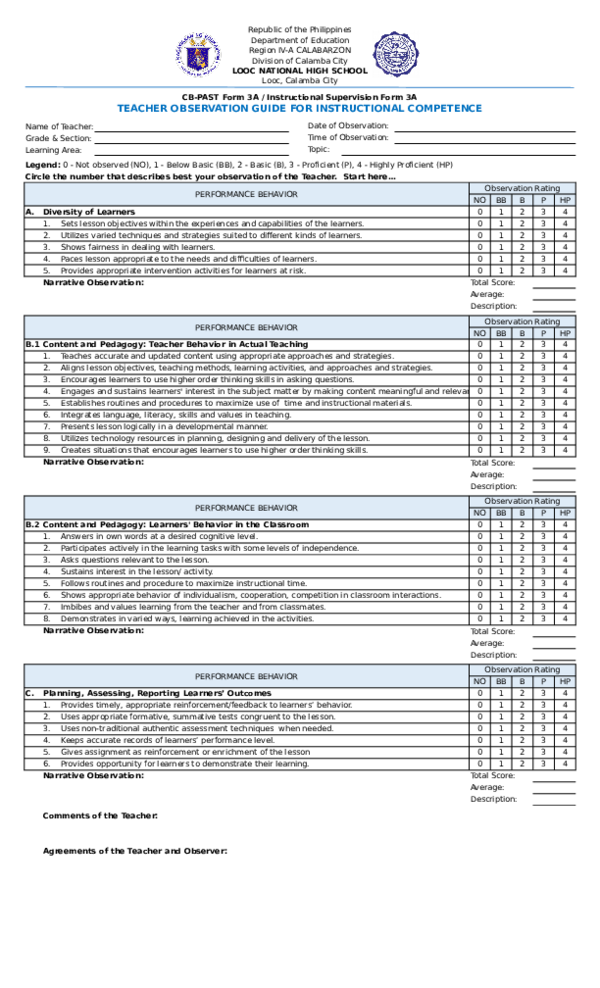 (XLS) Observation form sample