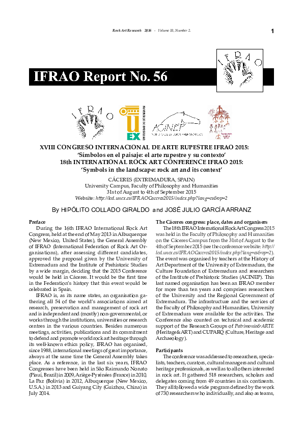 (PDF) 18th International Rock Art Conference IFRAO 2015: ‘Symbols in ...