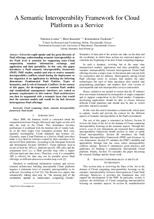 (DOC) A Semantic Interoperability Framework for Cloud Platform as a Service
