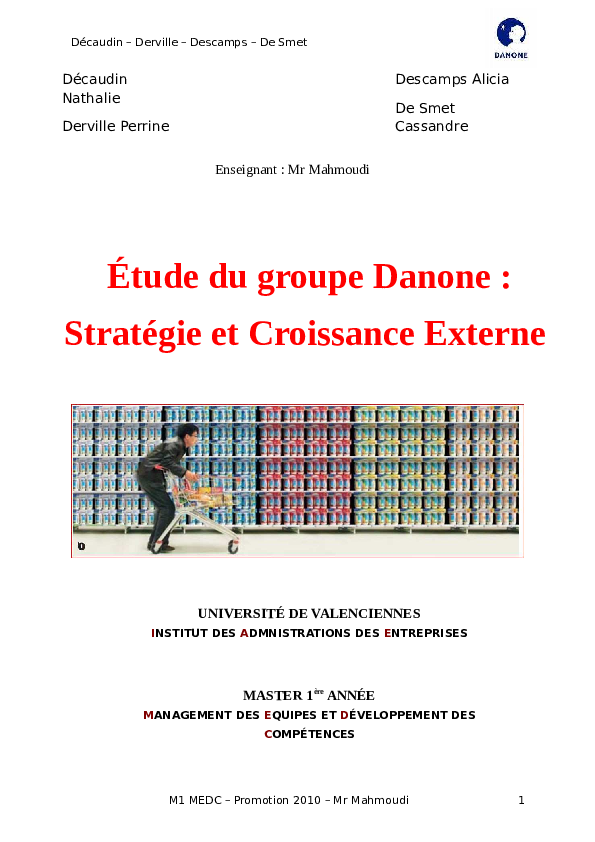 etude de cas danone pdf