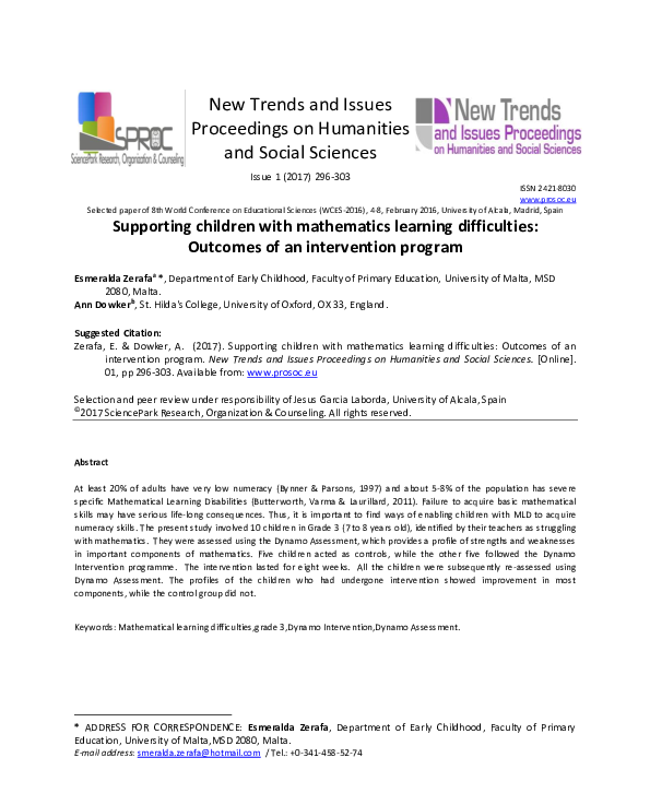 (PDF) Supporting children with mathematics learning difficulties ...