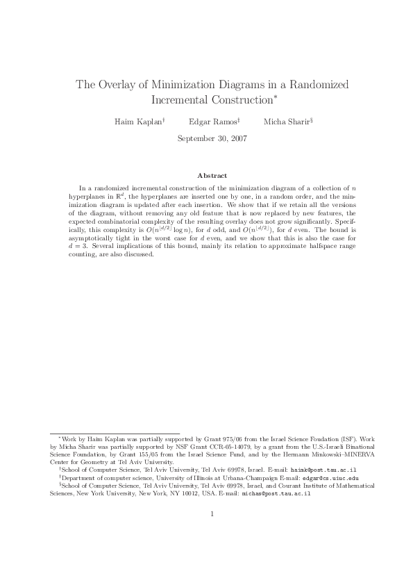 Pdf The Overlay Of Minimization Diagrams In A Randomized Incremental