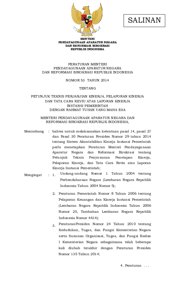 Pdf Menteri Pendayagunaan Aparatur Negara Dan Reformasi Birokrasi