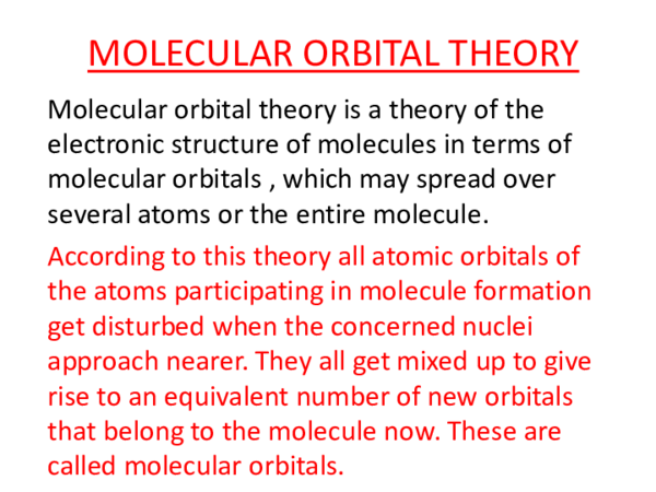 (PPT) MOLECULAR ORBITAL THEORY