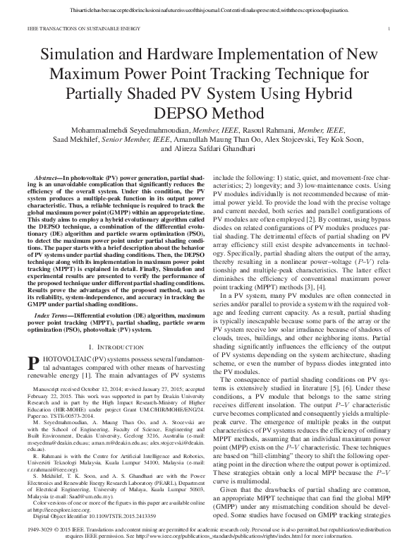 Pdf Simulation And Hardware Implementation Of New Maximum Power Point