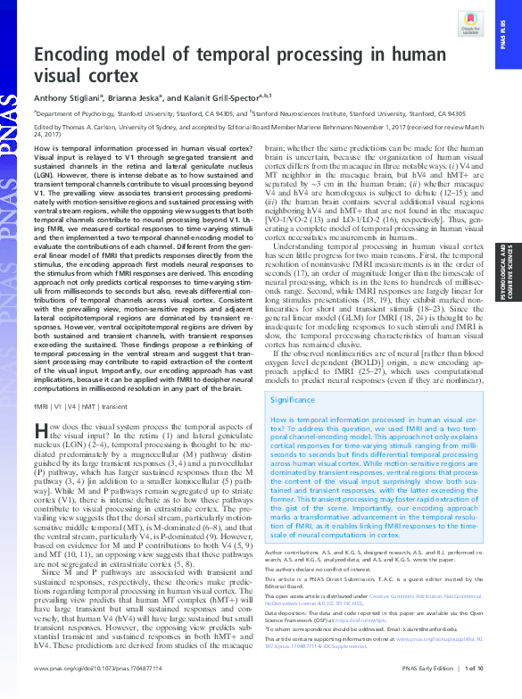 (PDF) Encoding model of temporal processing in human visual cortex