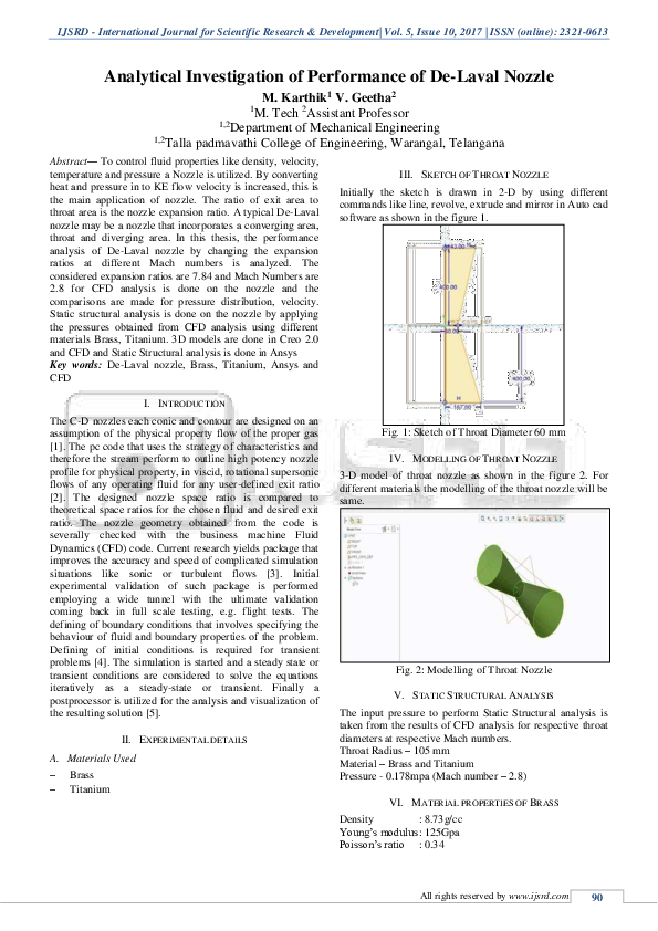 (PDF) Analytical Investigation of Performance of De-Laval Nozzle