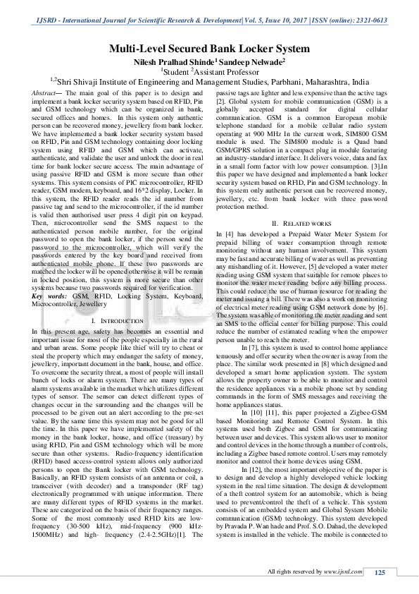 (PDF) Multi-Level Secured Bank Locker System