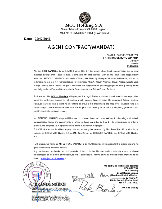 (PDF) AGENT CONTRACT/MANDATE