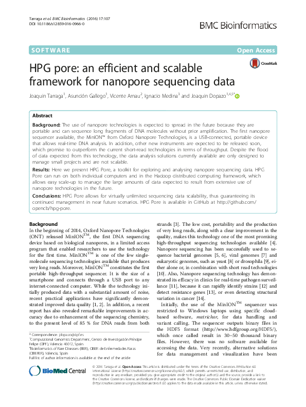 (PDF) HPG pore: an efficient and scalable framework for nanopore sequencing data