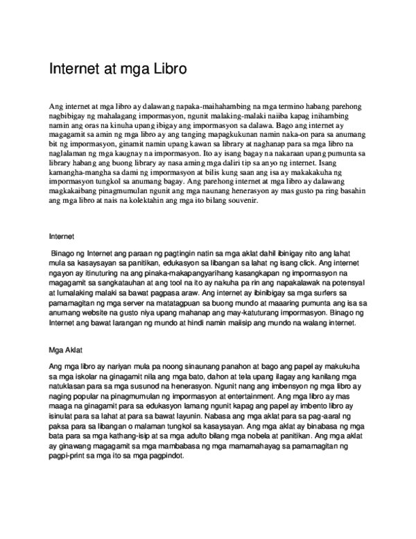 (DOC) Internet at mga Libro