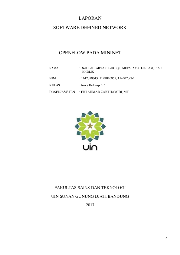 (DOC) LAPORAN SOFTWARE DEFINED NETWORK OPENFLOW PADA MININET