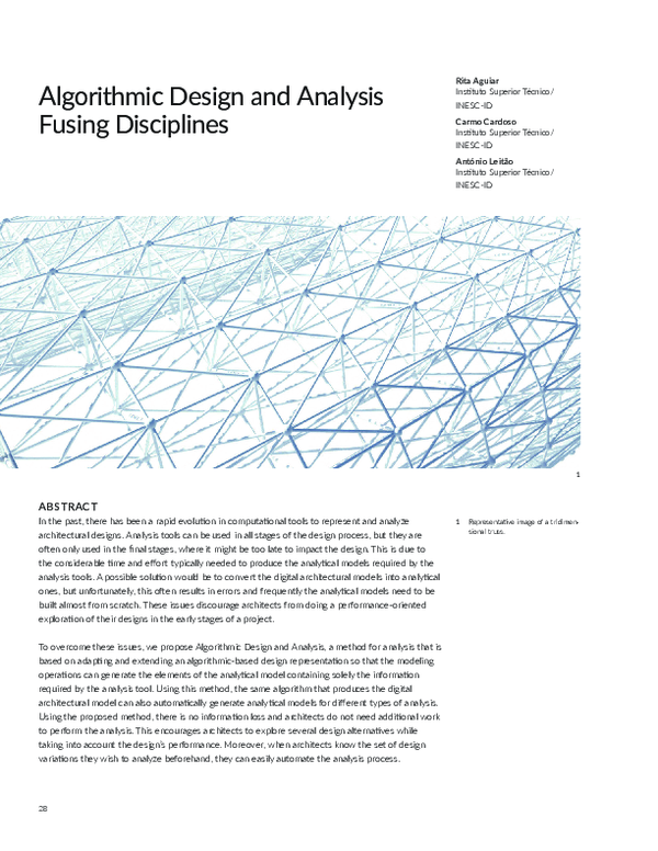 Pdf Algorithmic Design And Analysis Fusing Disciplines