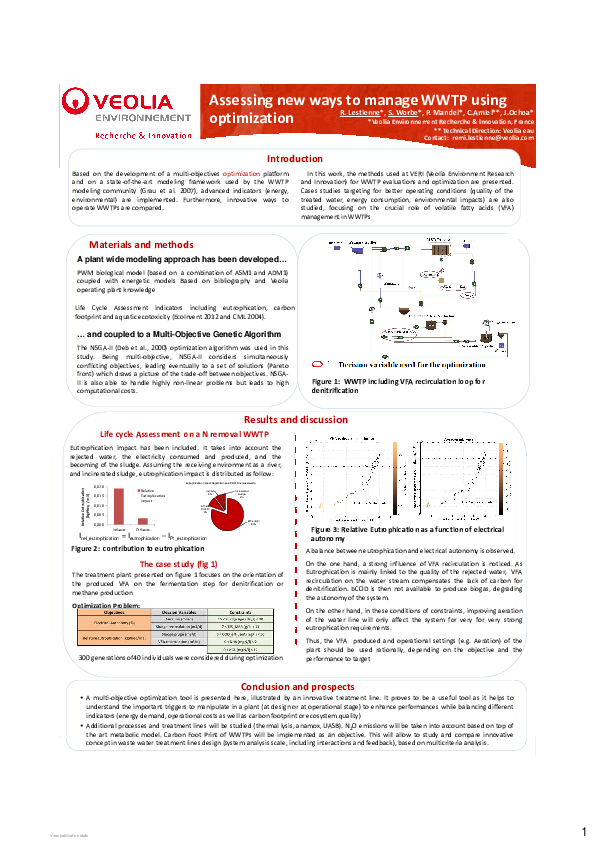 (PDF) Assessing new ways to manage WWTP using optimization