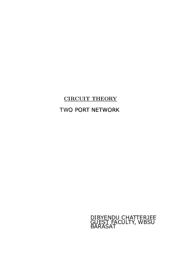 (PDF) Lecture notes on Two port network