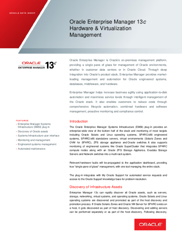 (PDF) Oracle Enterprise Manager 13c Hardware and Virtualization management
