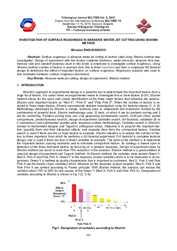 (PDF) INVESTIGATION OF SURFACE ROUGHNESS IN ABRASIVE WATER JET CUTTING ...