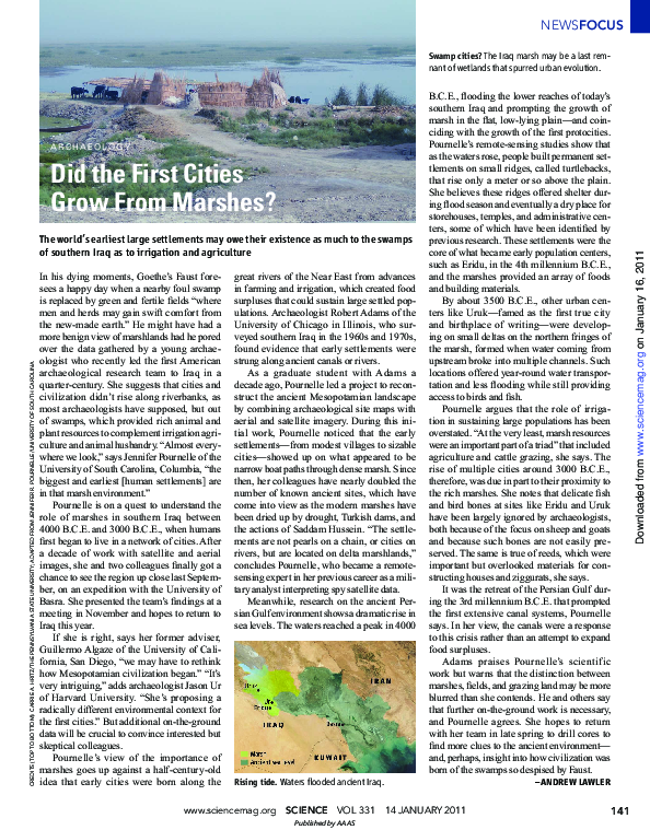 (PDF) Did the First Cities Grow from Marshes?
