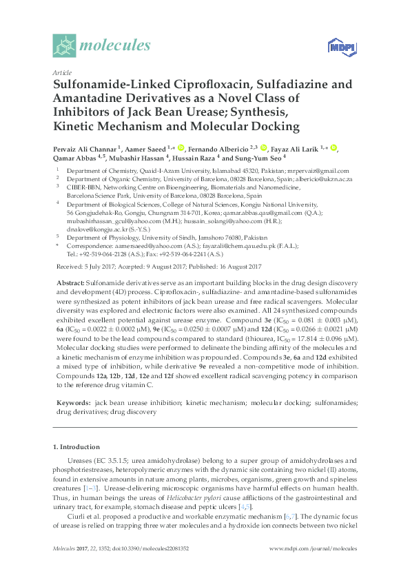 (PDF) Sulfonamide-Linked Ciprofloxacin, Sulfadiazine and Amantadine ...