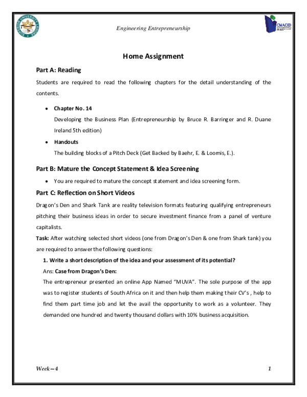 (DOC) Home Assignment Part A: Reading