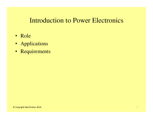(PDF) Introduction to Power Electronics